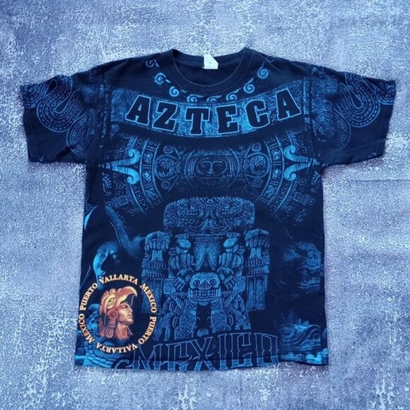 Vintage | Shirts | Vintage Azteca Big Print All Over Puerto Vallarta ...